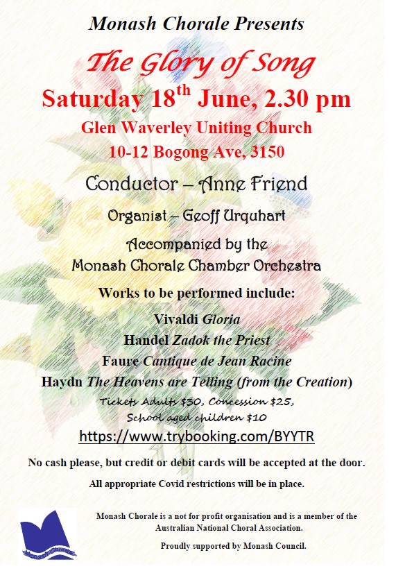 Monash Chorale - 18/06/2022 2:30pm - The Glory of Song